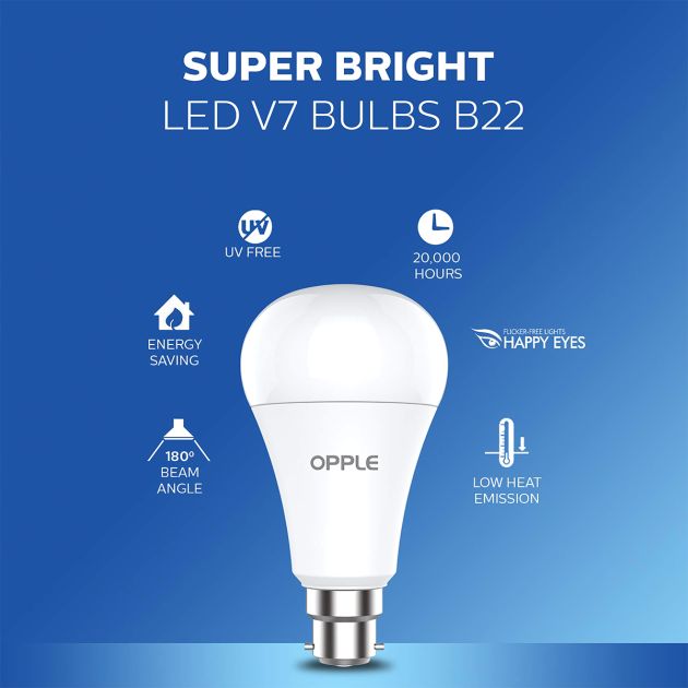 Ampoule OPPLE LED - E1-A55-B22 - 7W - 6500K - Lumière blanche ...