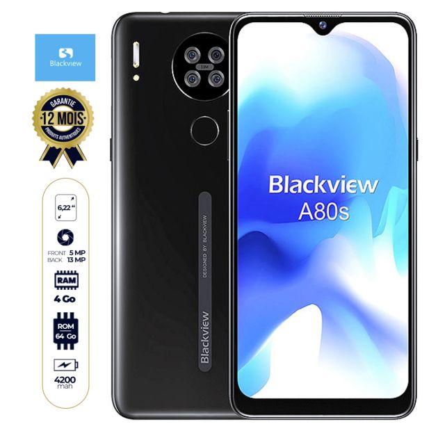 BlackView A80S - Smartphone - 64Go/4Go - 6.2" - 13MP - Dualnano sim - 4200 mAh - Garantie 12 ...