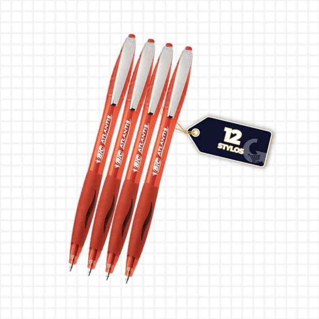 Boîte de 12 stylos Bic Atlantys Soft - Rouge | Glotelho Cameroun