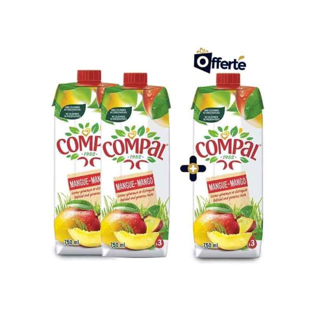 Compal Mangue - Jus de fruit - 2 briques achetées = 1 brique offerte ...