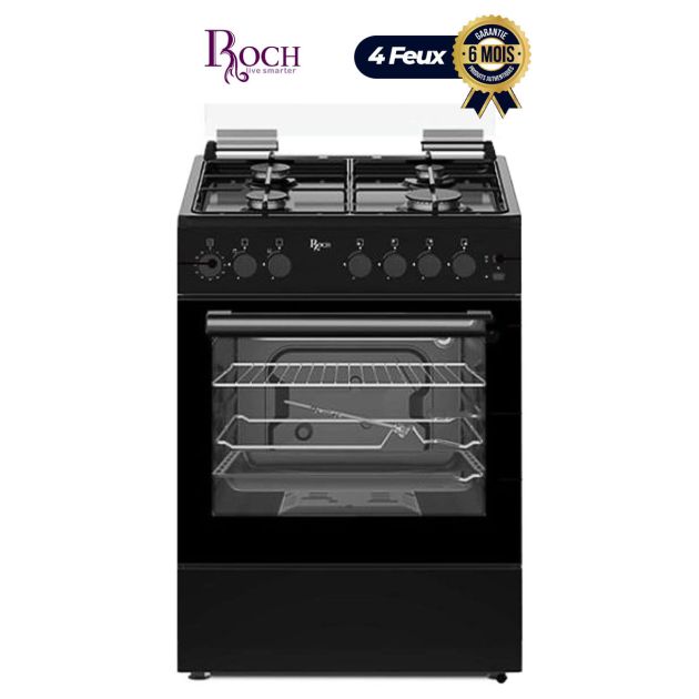 Cuisinière à Gaz - 4 Feux - ROCH -60 x 60cm-Full Option-(RCG-60G4-G ...