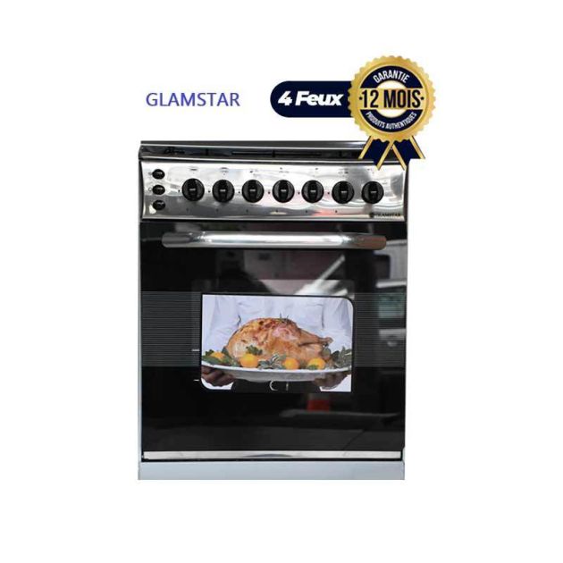 Cuisinière à Gaz Glamstar - Inox - 4 Foyers - 55 × 55 cm - 26 kg - 12 ...