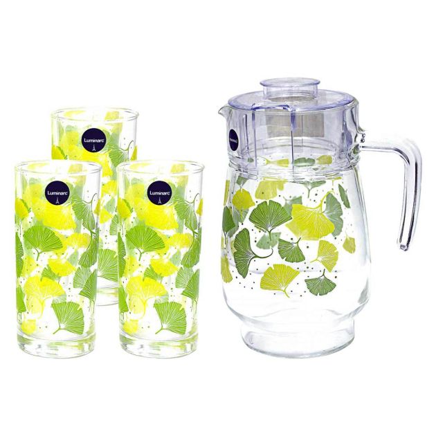 Ensemble de Verres + Carafe Ultra resistant à Motif Fluerie vert (Jus ...