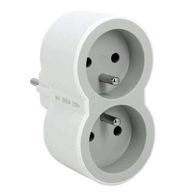 Fiche multiple 2 prises 2P+T frontales - 16A - 3680 W - Legrand 049431 ...
