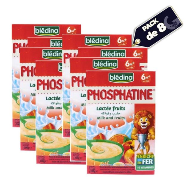 Pack de 8 - Phosphatine Lactée Fruitée - 200 G | Glotelho Cameroun