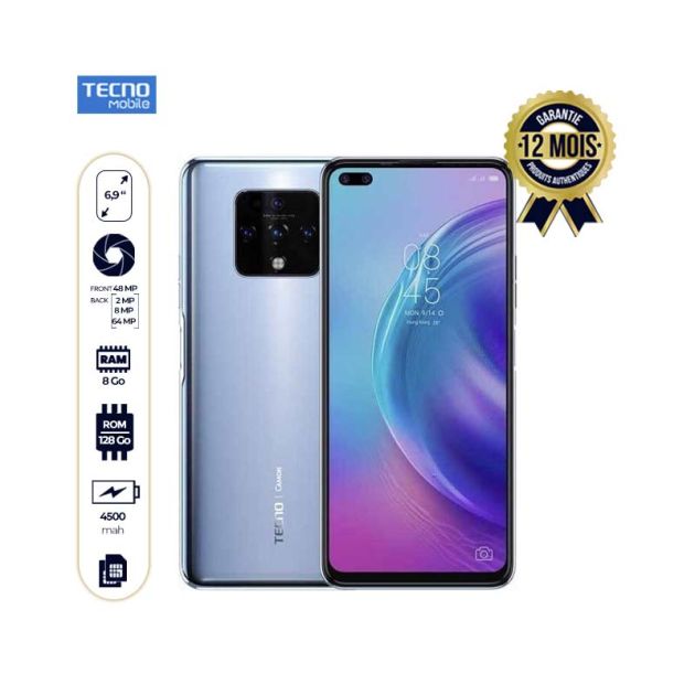 Tecno Camon 16 Premier - 128GB/8GB - 6,9 Pouces - 4K- 64MP+8MP+2MP+2MP ...