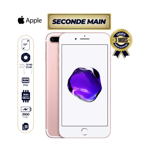 Iphone 7 plus seconde main - 5.5" - 128Go/3Go RAM - 1 SIM - 12MP/12MP ...