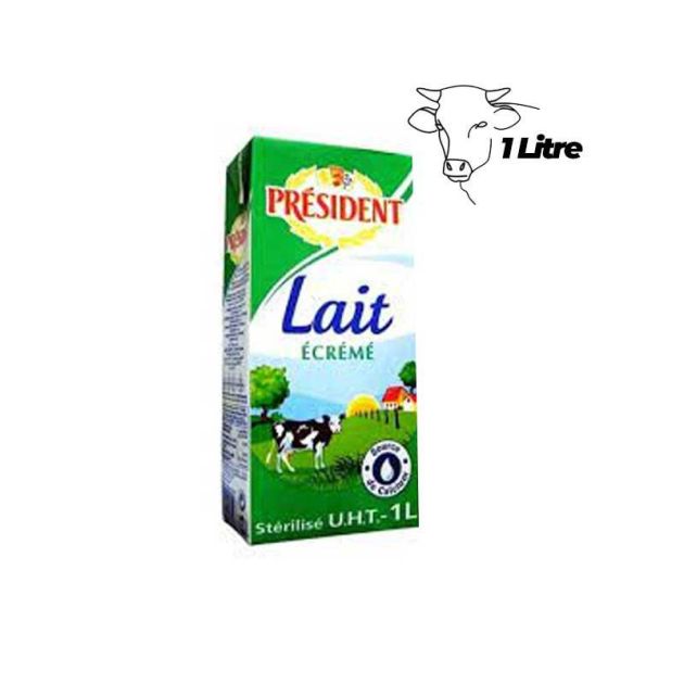 Lait Ecrémé PRESIDENT - 1L | Glotelho Cameroun