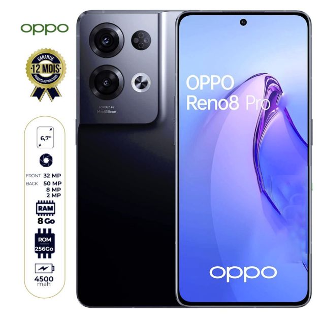 Oppo Reno 8 Pro - 256 Go/8Go RAM - 6.7" - 2 Nano SIM - 50MP/32MP ...