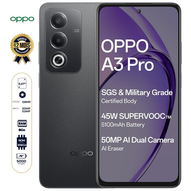 Oppo A3 Pro - 256 Go - 8 Go RAM - 6,67" - 2 Nano SIM - 50MP + 2MP/8MP ...