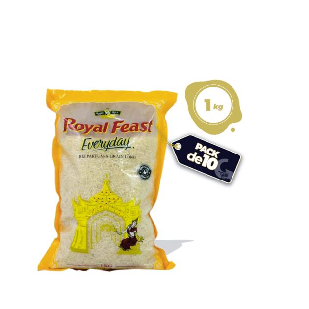 Pack de 10 sacs de Riz Parfumé Royal Feast Everyday - 1kg | Glotelho ...