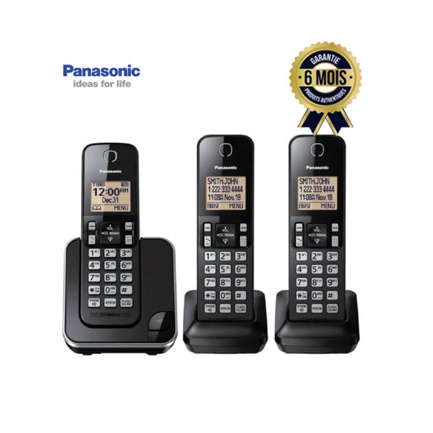 Panasonic KX-TGC353 - Téléphone fixe sans fil DECT - Avec Trois Combinés - 6 Mois | Glotelho ...