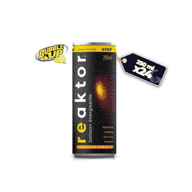 24 Cannettes de Boisson énergisante Reaktor - 250ml | Glotelho Cameroun