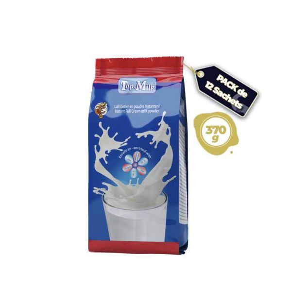 Pack de 12 Sachets de lait entier top milk family - 370g | Glotelho ...