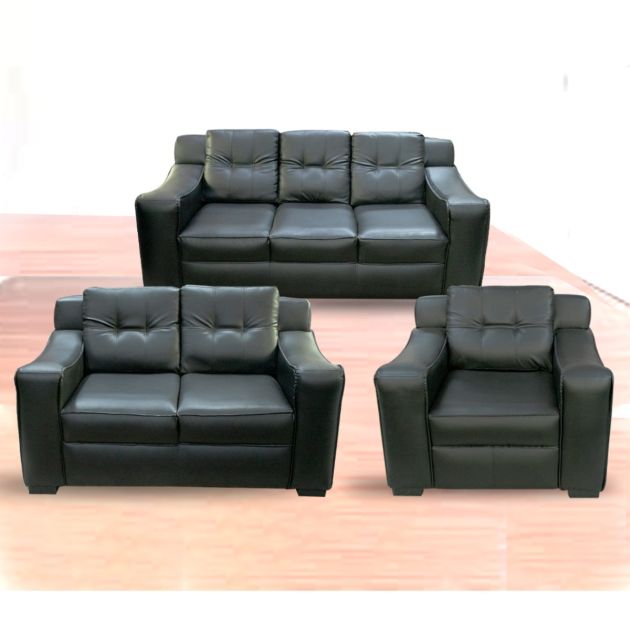 Salon JOJO - JOJ-6DG - 100% cuir - 6 places - très confortable - Noir | Glotelho Cameroun