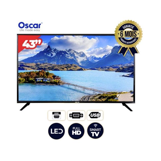 Smart TV Oscar - OSC-43D17SMT/S2 - 43 Pouces - full HD - Régulateur de tension et décodeur ...