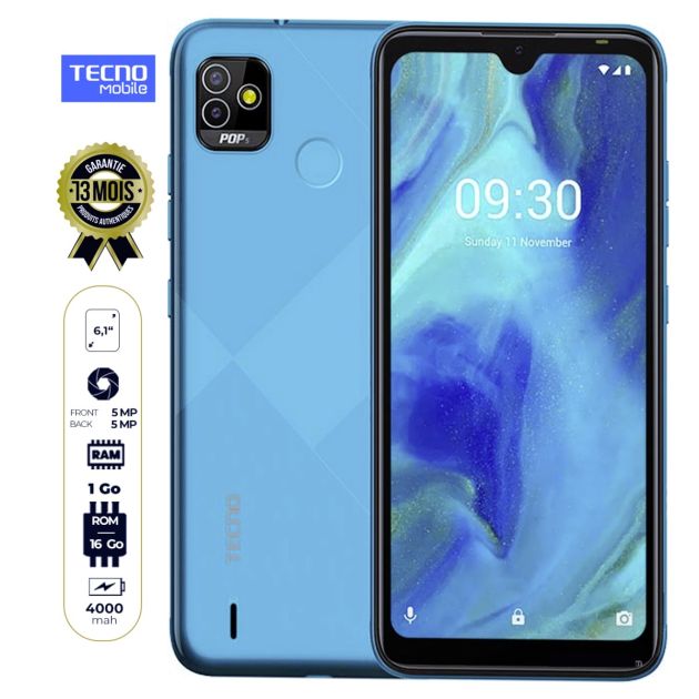 Smartphone Tecno pop 5 (BD2) - 16Go/1Go - 6.1" - 5MP/5MP - 4000mah ...