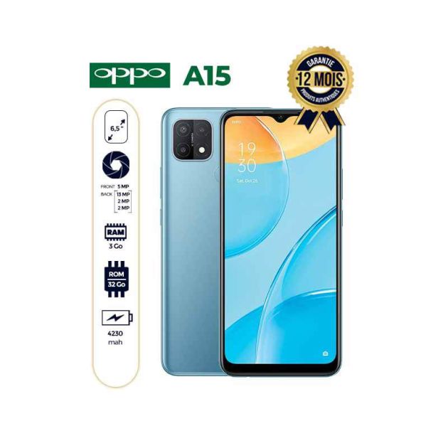 OPPO A15 - 32Go/3Go - 6,5'' - 4230 mAh - 13 MP - 12 mois de garantie ...