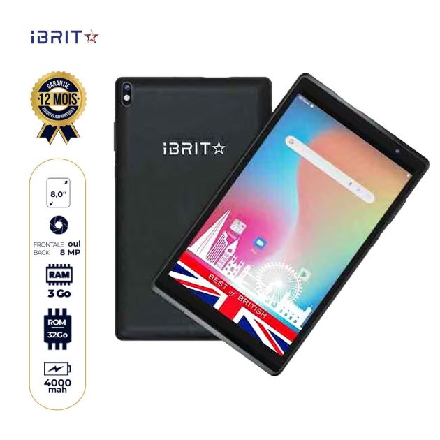 Tablette iBrit Max 8 - 8" - 32 Go/3Go RAM - 8MP - Wi-Fi + cellulaire ...