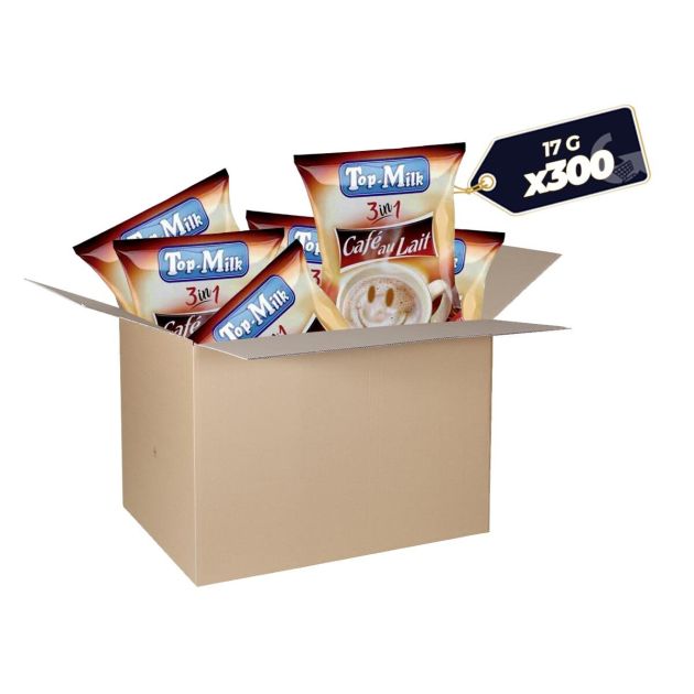 Carton de 300 sachets Top Milk Café au lait 3 en 1 - 17g | Glotelho ...