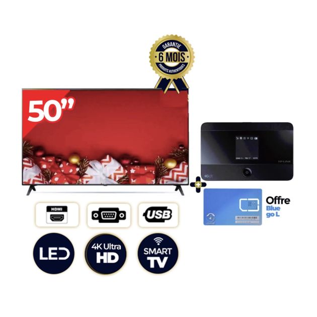 TV Smart LG 50UN7340PVA - 50 '' - UHD - 4K + Modem Mobile TP-Link M7350 - 4G LTE Wifi + Offre ...