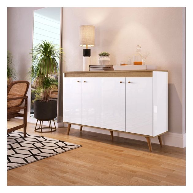 Buffet Viena 4 Portes + 2 Étagères - DMAV4004.004 - Blanc brillant ...